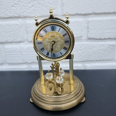 Vintage Kundo Quartz Clock, W/ Glass Dome , Crystal Pendulum. | eBay