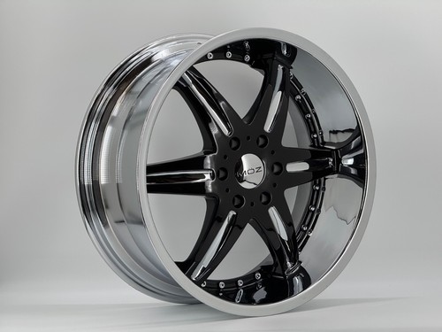 22" MOZ Wheels Dinner Roll 22x9.5 Chrome & Black finish 6 lug 6x5.5 et ...