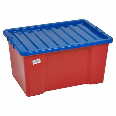 Quality Plastic Storage Boxes Red Box With Lids Home Office Stackable ...