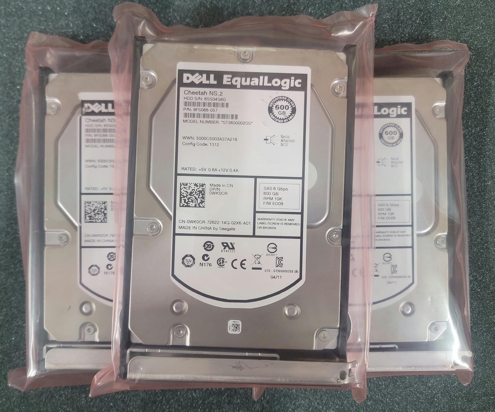 WK0CR ST3600002SS (lot of 3) Dell EQUALLOGIC 600GB 10K RPM 6Gb/s 3.5 ...