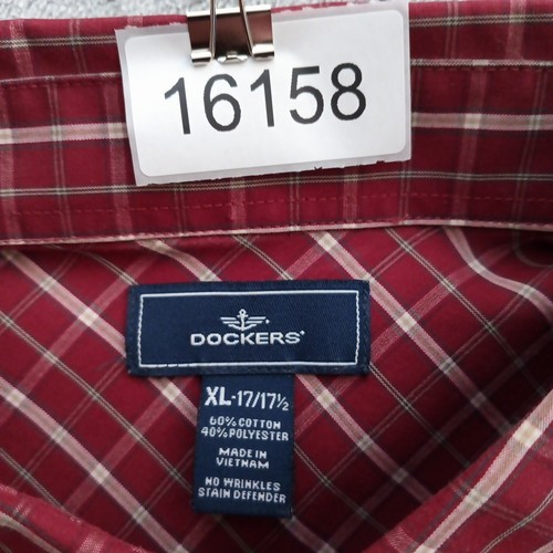 Dockers Shirt Mens XL Red Plaid Long Sleeve Button Down Cotton Blend | eBay
