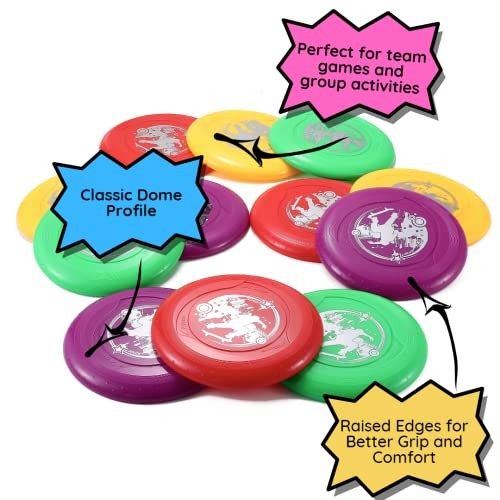12 Pack: Plastic Flying Sports Discs Set for Outdoors Beach Backyard ...