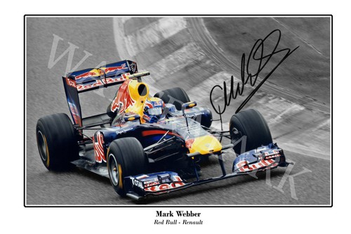 Mark Webber signed 12x18 inch photograph poster - Formula 1 - Red Bull ...