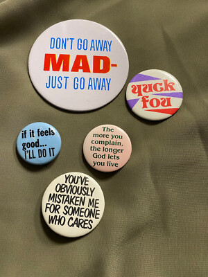 Lot Of Vintage pinback Buttons Comedy 1.25”To 3.25” Lot Of 5 Set #10 | eBay
