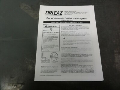 Dri-Eaz Turbodryers 115-V Model: Sahara Pro X3 Owner's Manual | eBay