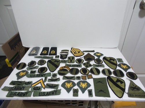 SMALL LOT OF ARMY VINTAGE WOODLAND BDU UNIFORM PATCHES PATCH UNIT RANK ...