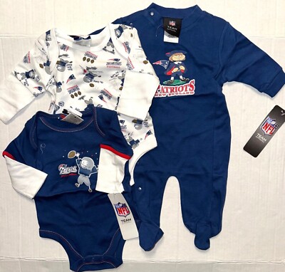 NFL Baby 3 piece set navy/white PATRIOTS motif size 0-3 months | eBay