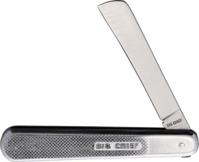 Big Chief Folder Silver Checkered Aluminum Handle Folding Knife ...