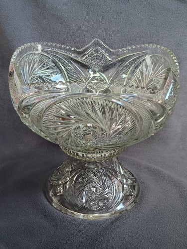 L.E. Smith / McKee / EAPG Punch Bowl Set Aztec / Pinwheel Pattern | eBay