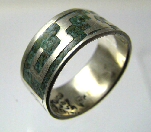 TAXCO HANDCRAFTED STERLING SILVER RING TURQUOISE LLB Taxco Mexico ...
