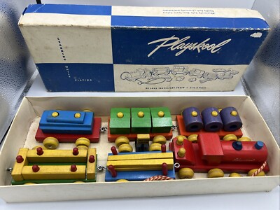 50s 60s Playskool Deluxe Take-Apart Train Set Number 418 + Original Box ...