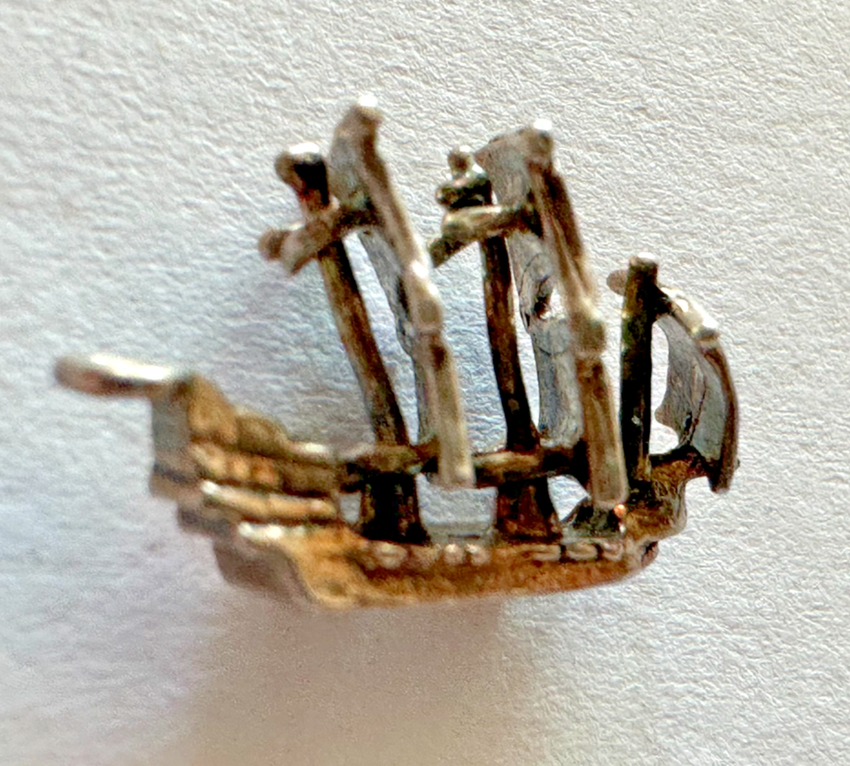 925 sterling silver sailing ship vintage charm pirate/pilgrim 3 mast ...