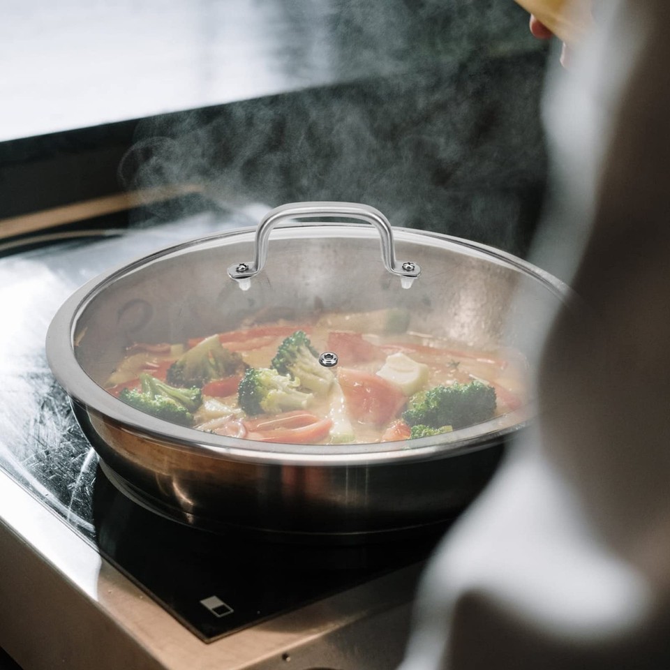 Universal Lid for Pots and Pans 34cm - Tempered Glass Frying Pan Lids ...