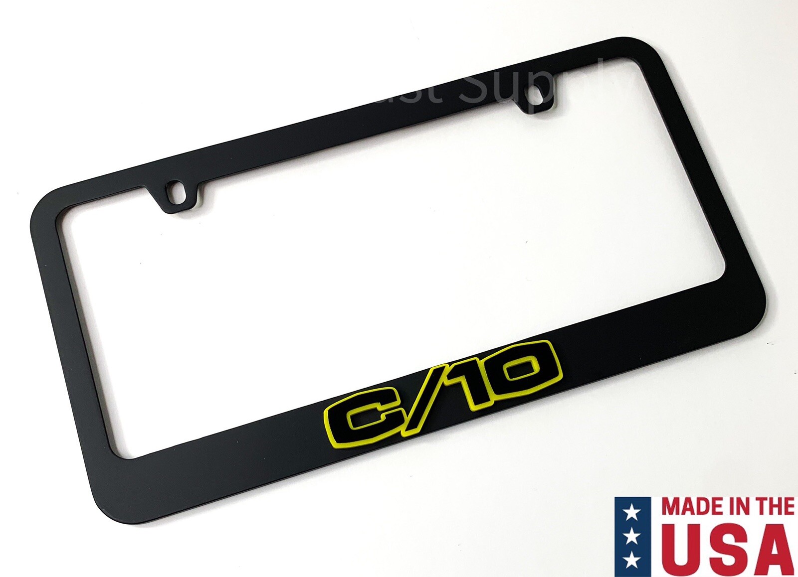 Matte Black Premium License Plate Frame w/ Yellow Outline Script For ...