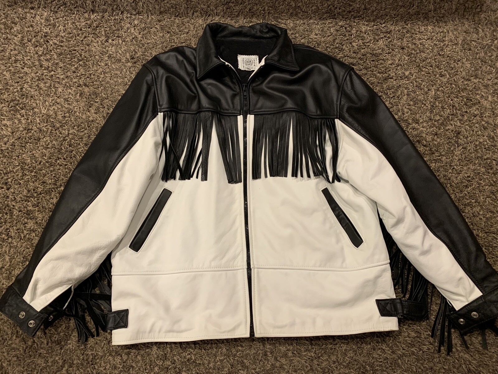 Vintage UB TUFF Fringe Leather Jacket Quilted Lined M… - Gem