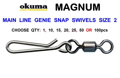 OKUMA SIZE 2 MAIN LINE SWIVEL SNAP LINKS SEA FISHING FAST EASY RIG BAIT ...
