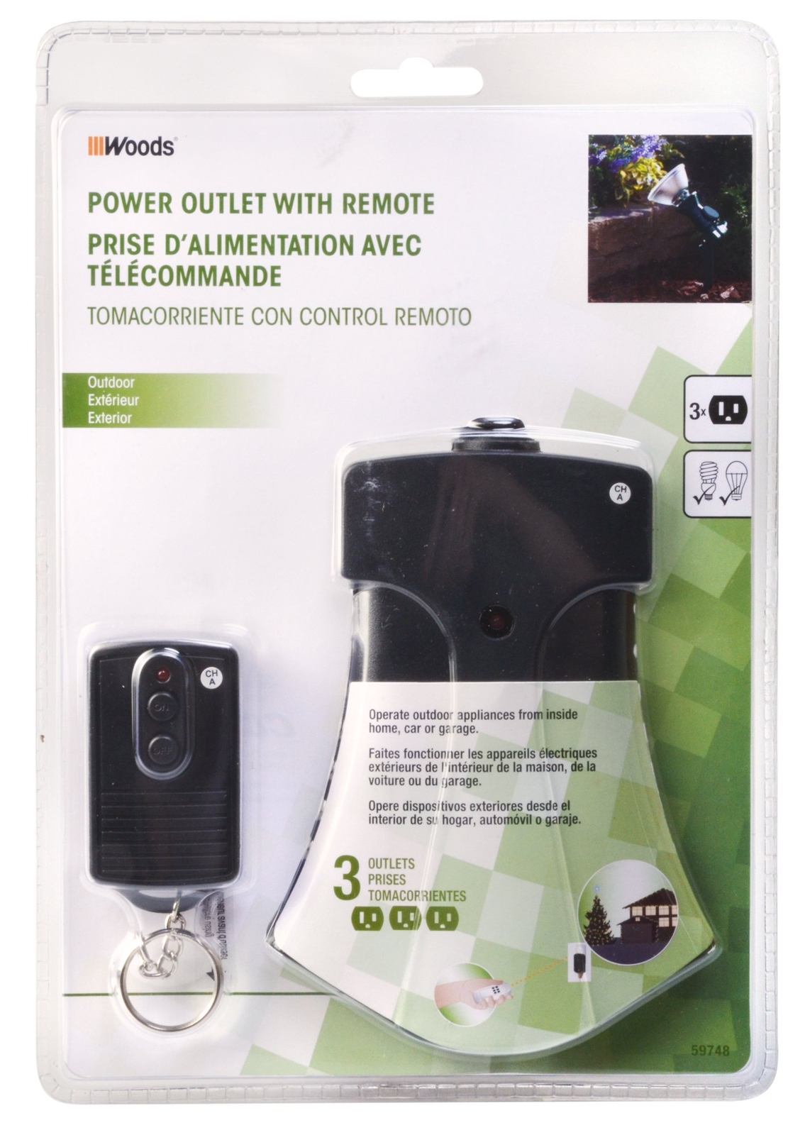 59748WD Outdoor Plug-In Switch with Wireless Remote Control, 3 Grounded ...