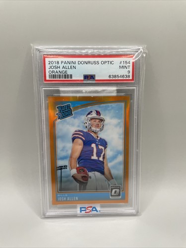 JOSH ALLEN 2018 DONRUSS OPTIC ORANGE RATED ROOKIE /199 PSA 9 MINT #154 ...