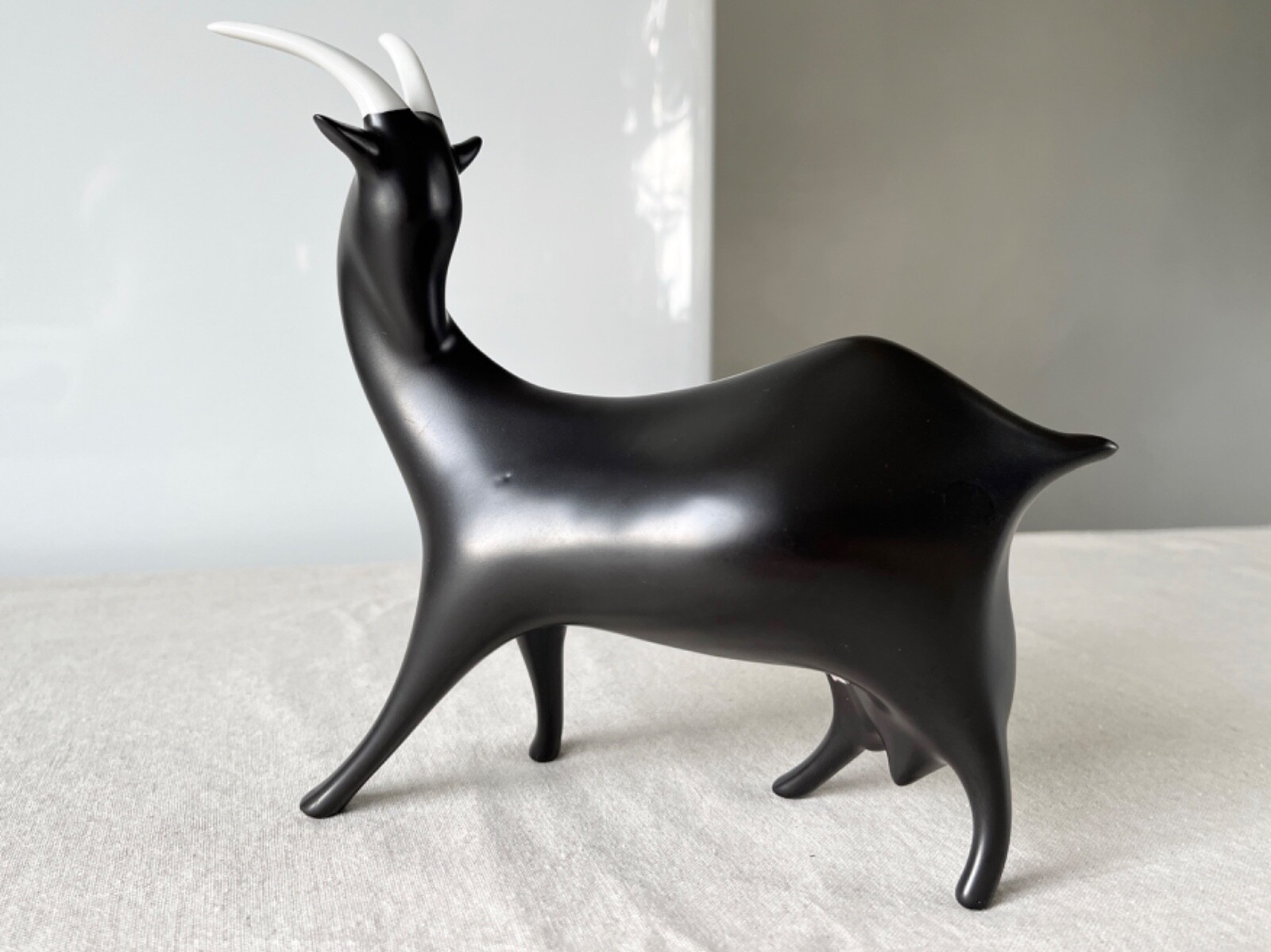 Vintage Royal Dux Czechoslovakia Black and white Goat Figurine by ...