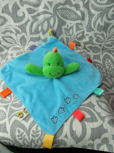 Taggies Green Dinosaur Blue Security Blanket Lovie Baby Child | eBay