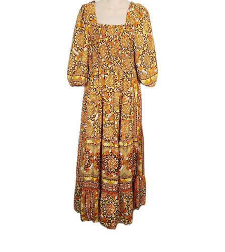 Me 2 Magic Anthropologie Sunburst Print Maxi Dress Puff Sleeve ...