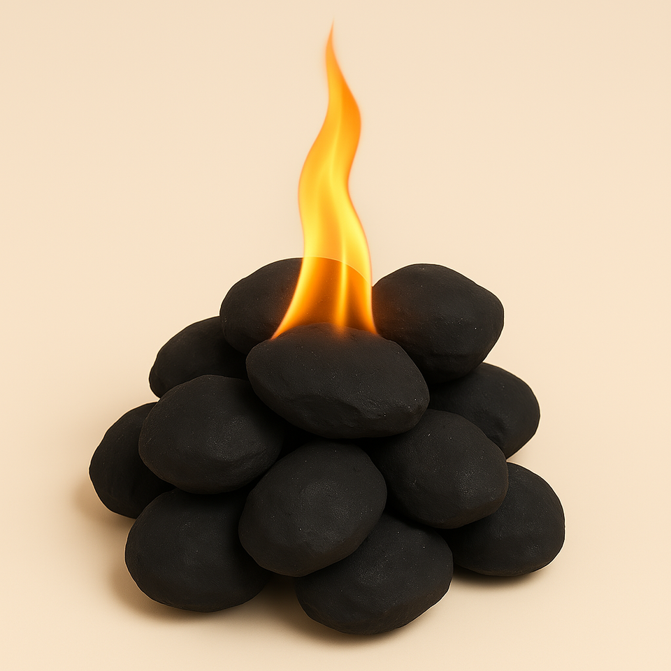 Gas Fire Coals 20 Living Flame Replacement Cast Coals Ceramic LPG ...