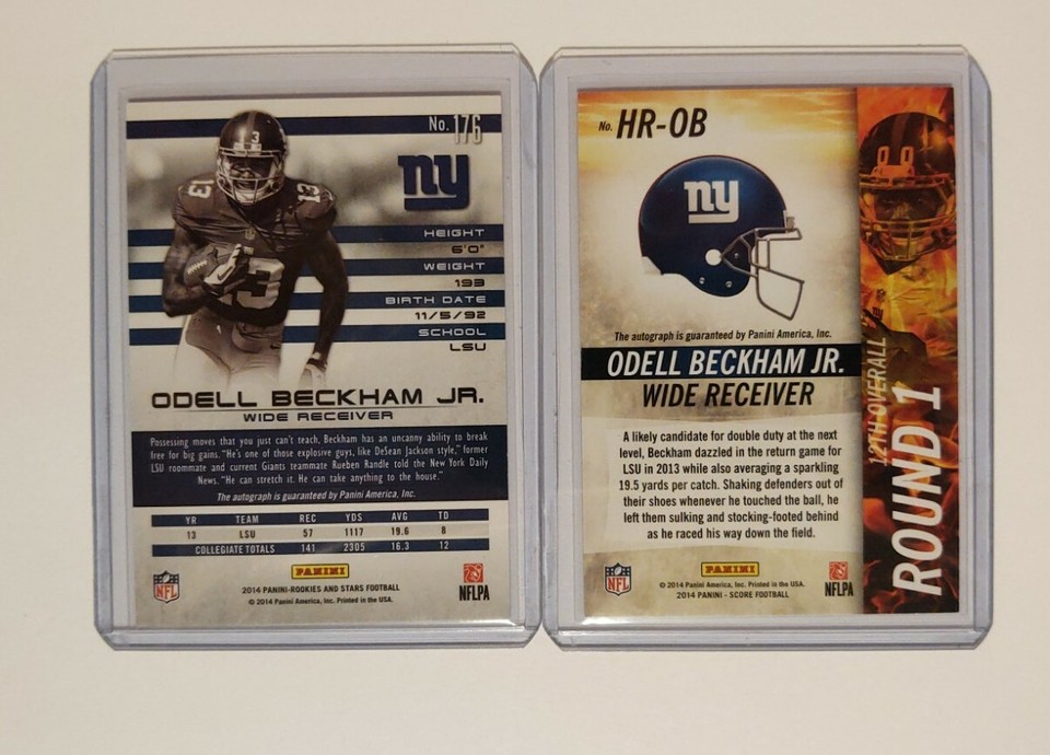Odell Beckham Jr 2014 Auto Card Lot Longevity /25 Hot Rookie Silver /99 ...