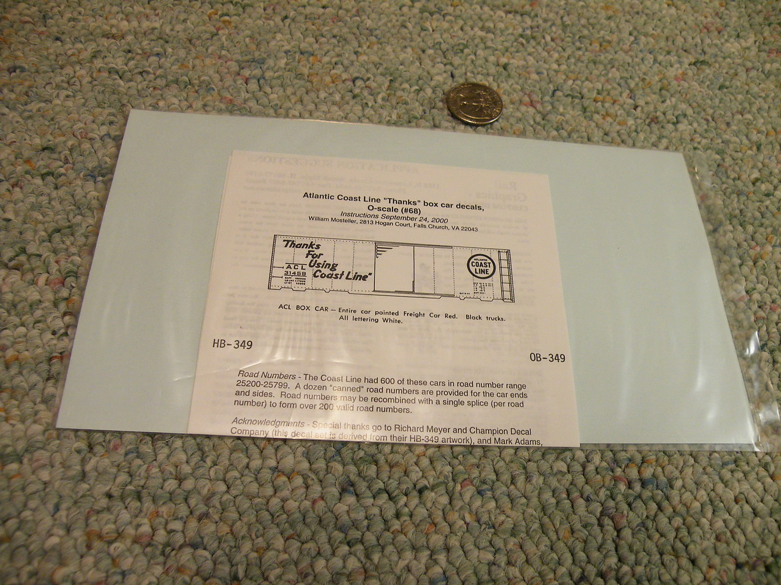 Rail Graphics decals O Gauge HB-349 Atlantic Coast Line Thanks box car ...