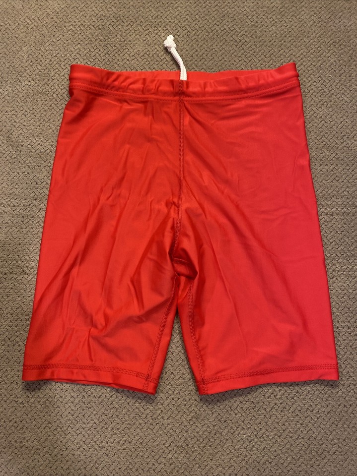 Mens Thin Red Shiny Spandex Compression Shorts Lycra Half Tights Small ...
