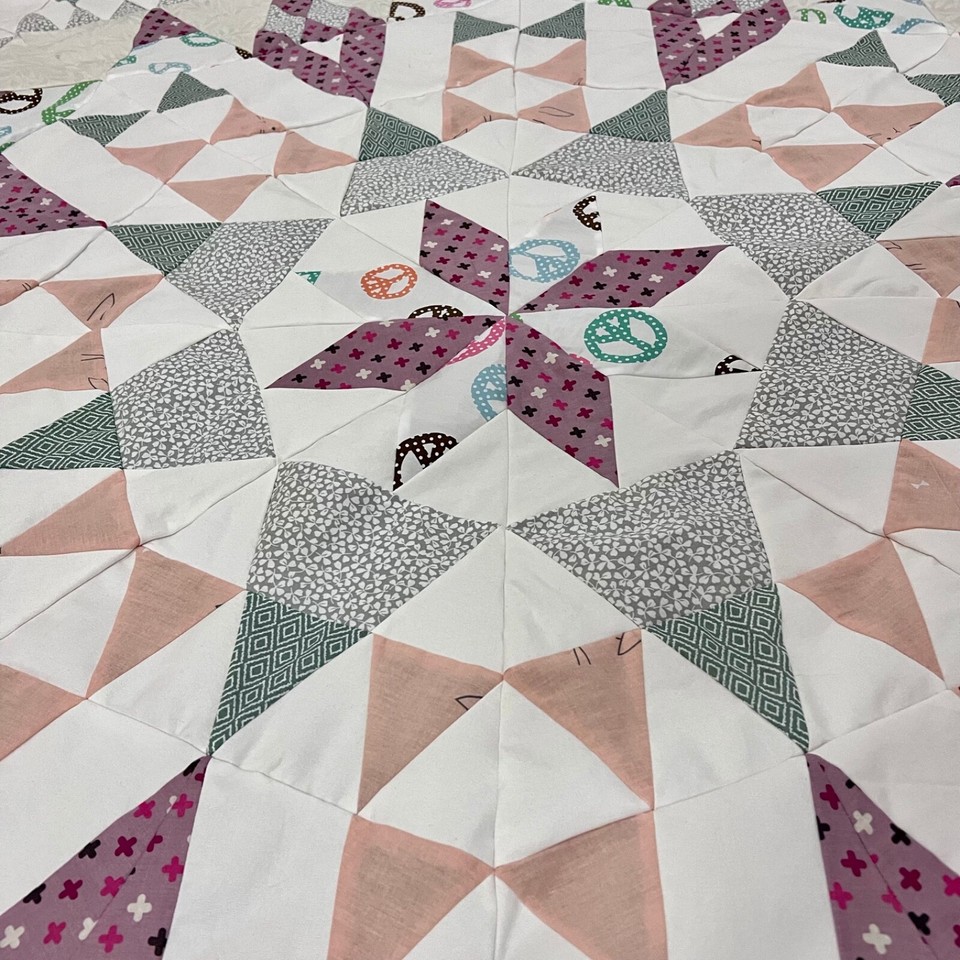 Handmade Montana Laundry Basket Cotton Patchwork quilt top/topper 86x86" | eBay