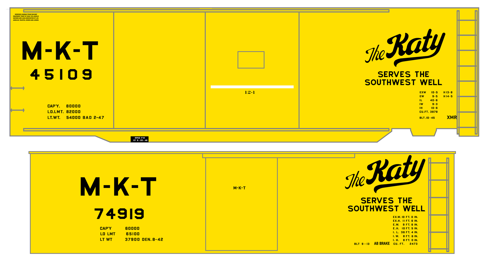K4 HO Scale Decals Missouri Kansas Texas MKT Katy 36 Ft, 40 Ft Boxcar ...