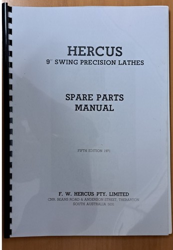 HERCUS 9" SWING LATHE SPARE PARTS, ACCESSORIES AND SHOWING ALL MODELS ...