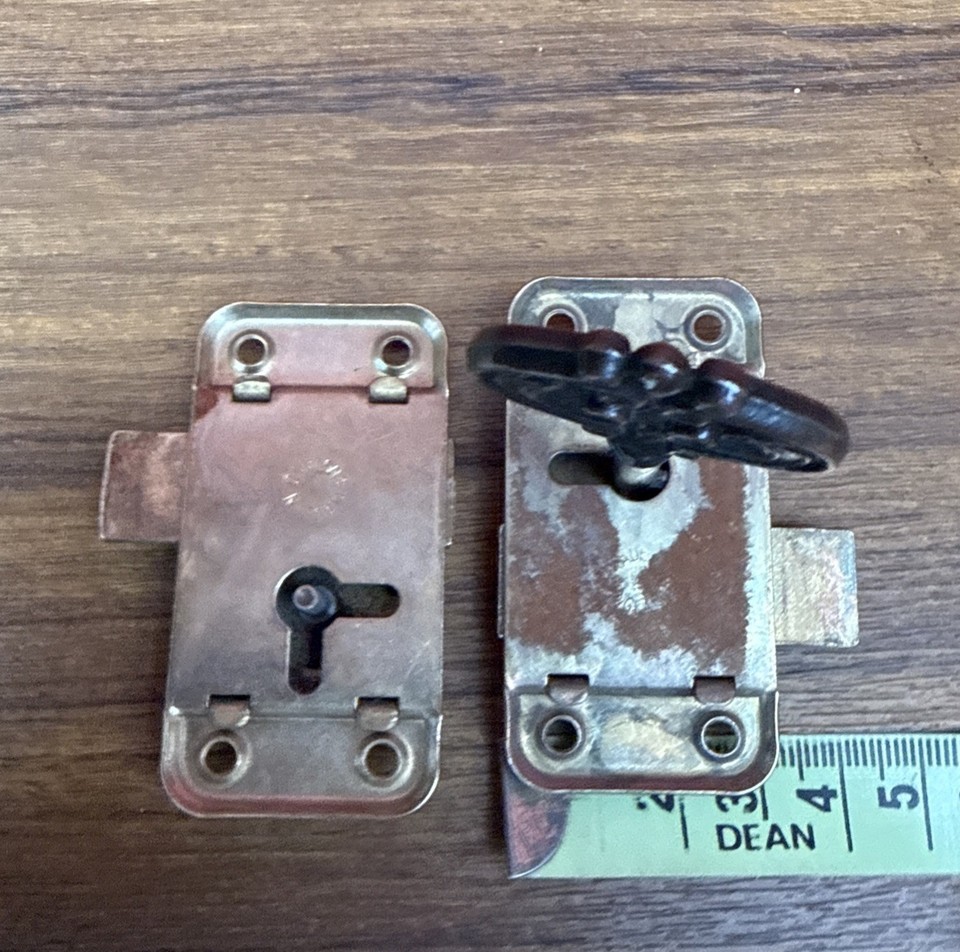 Vintage Cabinet Brass Lock X 2 With Ornate Key China Cabinet Cupboard ...
