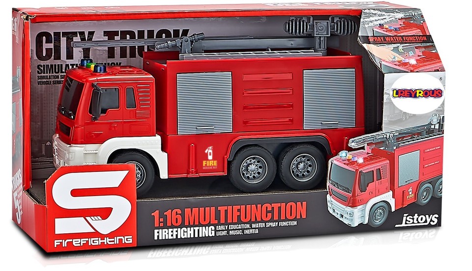 New City Red Inertia Fire Truck 1:16 Fire Engine Cars Vehicle Toy Car ...