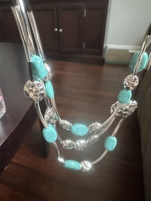 Avon Studio 1886 Summer Look of Turquoise Necklace - Silvertone- New | eBay