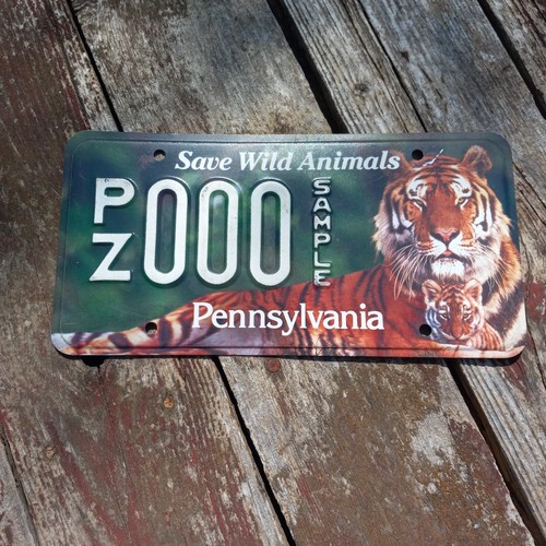 2000s Pennsylvania SAMPLE License Plate - "000" PZ TIGER Save Wild ...