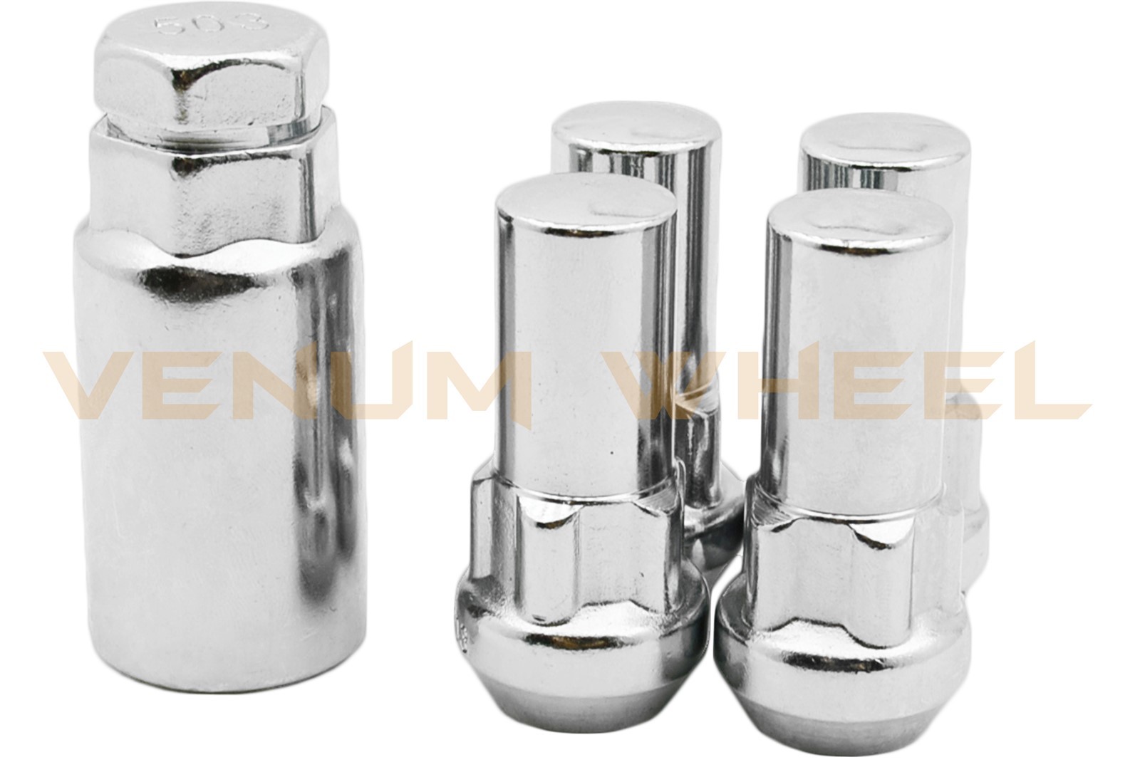 5pc 2" Tall Chevrolet GMC Toyota Dodge Ford Chrome Anti-Theft Wheel ...