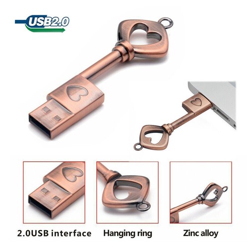 8GB 32GB 64GB USB 2.0 Flash Drive Key Copper Bronze Memory U Disk Thumb ...