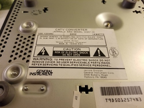 General Instruments Jerrold 559 Model DQN7-30, CATV Cable Converter Box ...