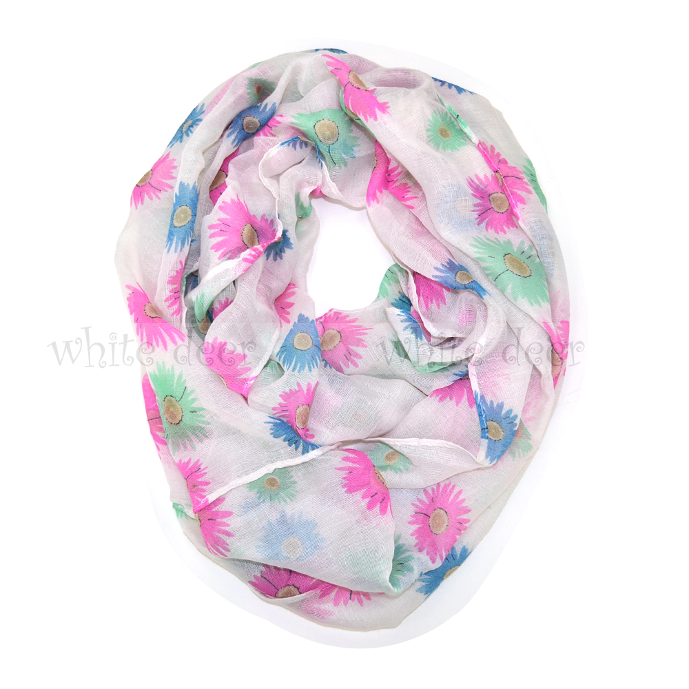 Mums Flower Floral Print Block Circle Loop Wrap Infinity Scarf Casual ...
