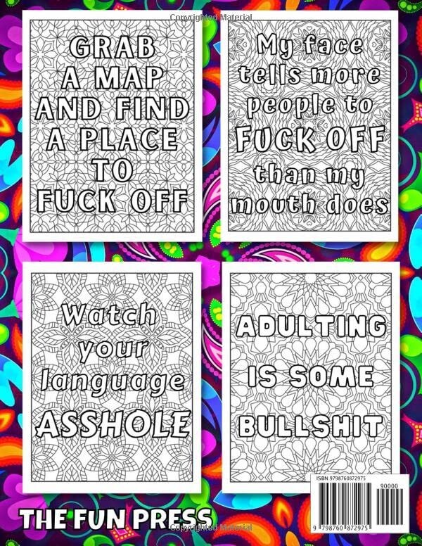 Swear Word Coloring Book for Adults: 50 Adult Cuss Coloring Pages with ...