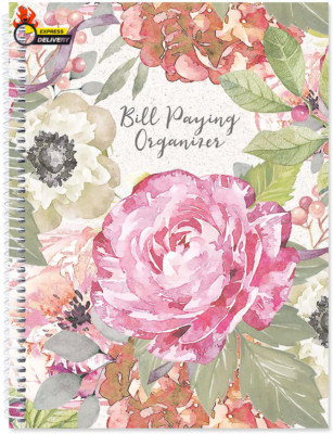 Pale Peony Bill Paying Organizer Book - Large 9" by 12 Inch, Spiral ...