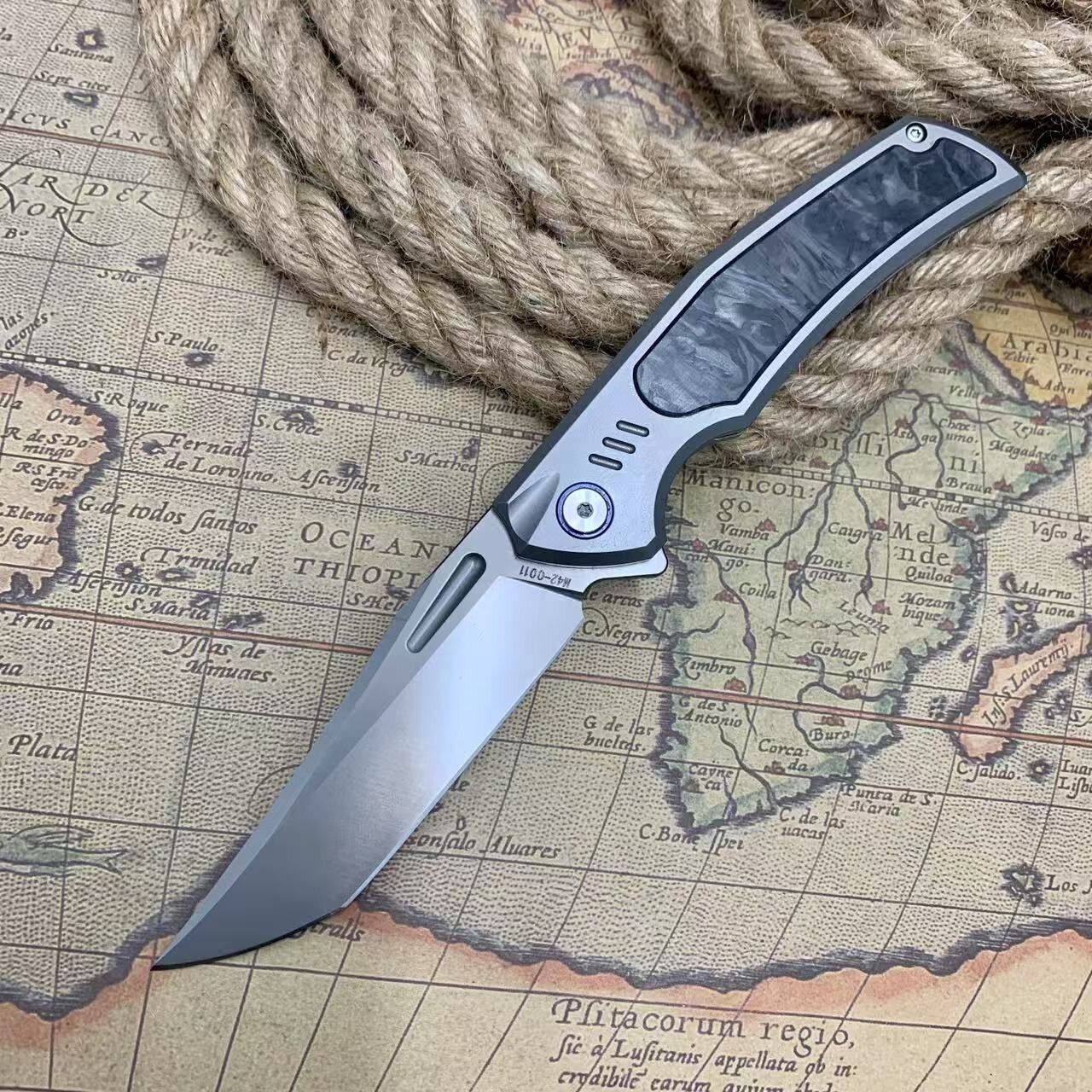 M42 Blade Tactical Pocket Knife Japanese Steel Titanium Survival Ball ...