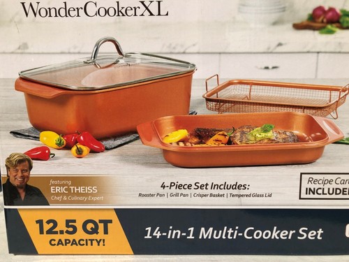 New Copper Chef Wonder Cooker XL 4 In 1 Multi-Use 12.5 QT - 4 Piece Set ...