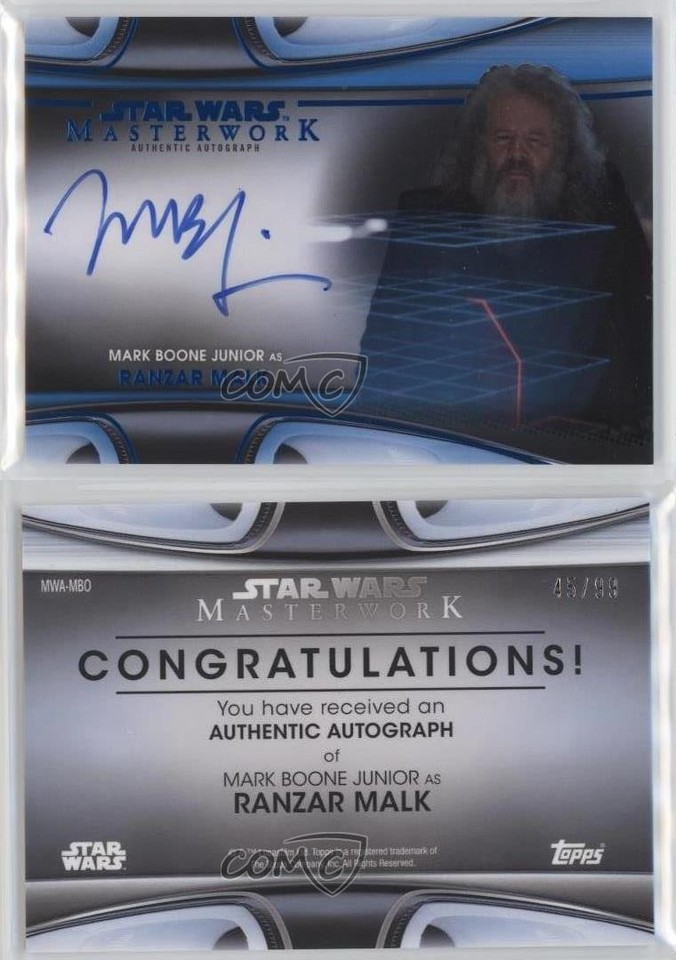 2021 Star Wars Masterwork Blue 45/99 Mark Boone Junior Ranzar Malk Auto ...