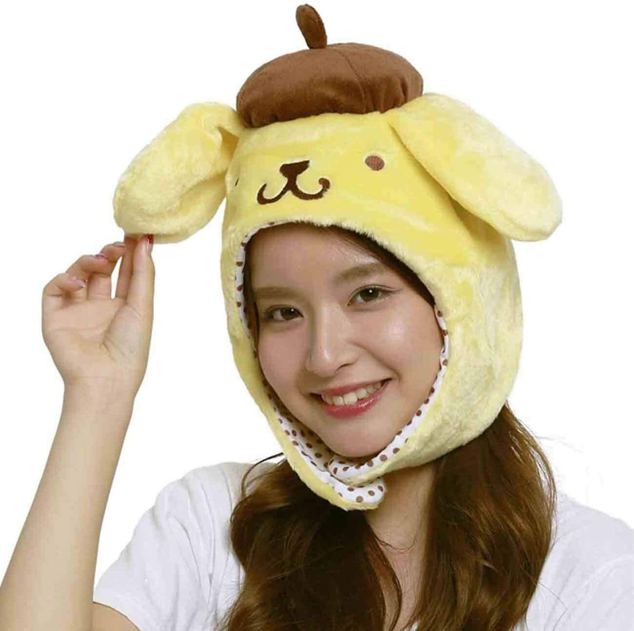 Sanrio Pompompurin Costume Cap Hat Fluffy Headgear Halloween Cosplay ...