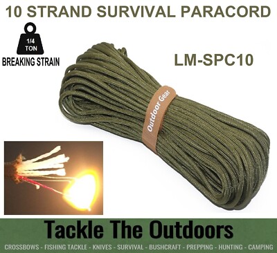 Paracord 10 STRAND Military Grade Survival Rope Fire Cord Lanyard Army ...