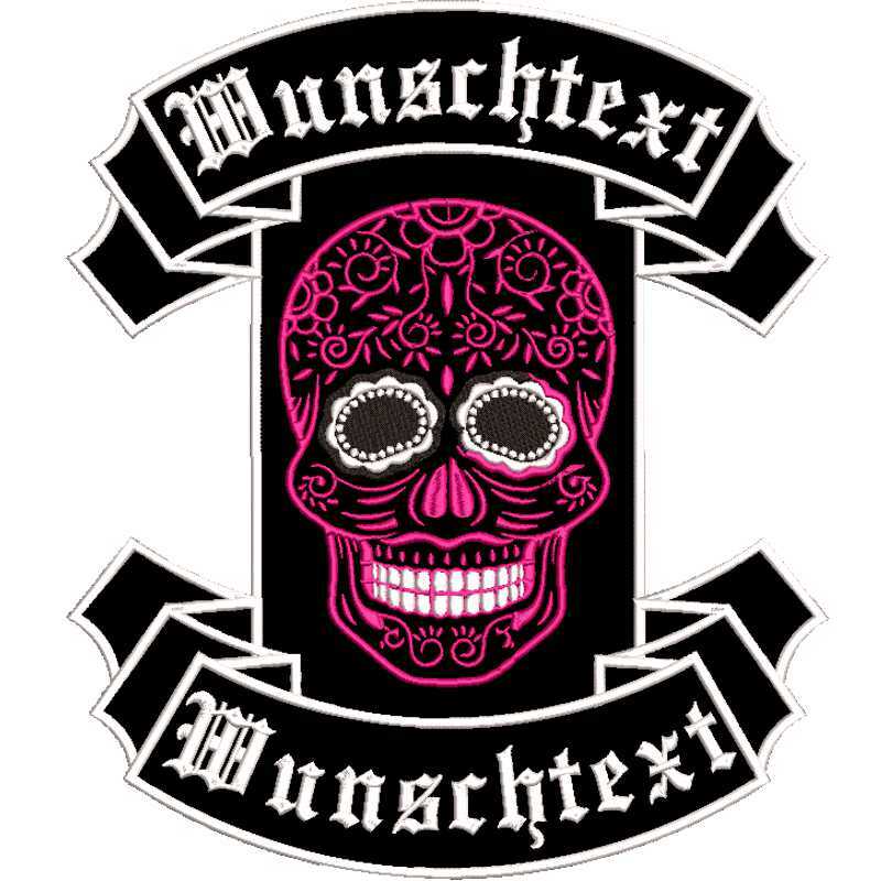Rückenpatch m. Wunschtext Biker Rocker Kutte MC Totenkopf 6 34x 39cm M ...