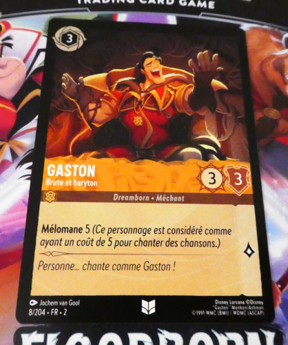 LORCANA TRADING CARD GAME TCG DISNEY CHAPITRE 2 CARTE GASTON 8/204 FR ...