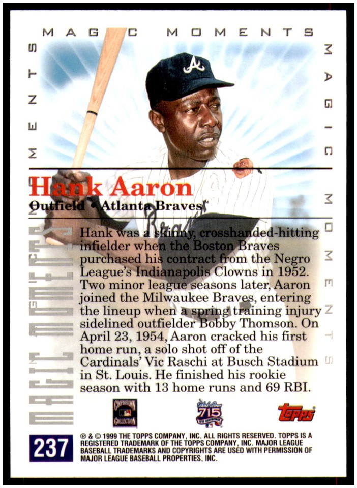 2000 Topps #237e Hank Aaron Limited 755th Home Run | eBay